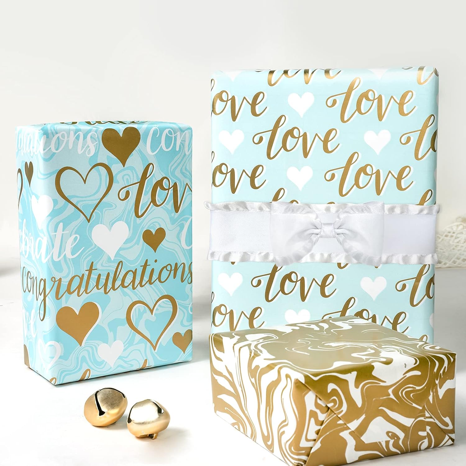 RUSPEPA Wedding Theme Wrapping Paper Roll – Love Lettering and Heart ...