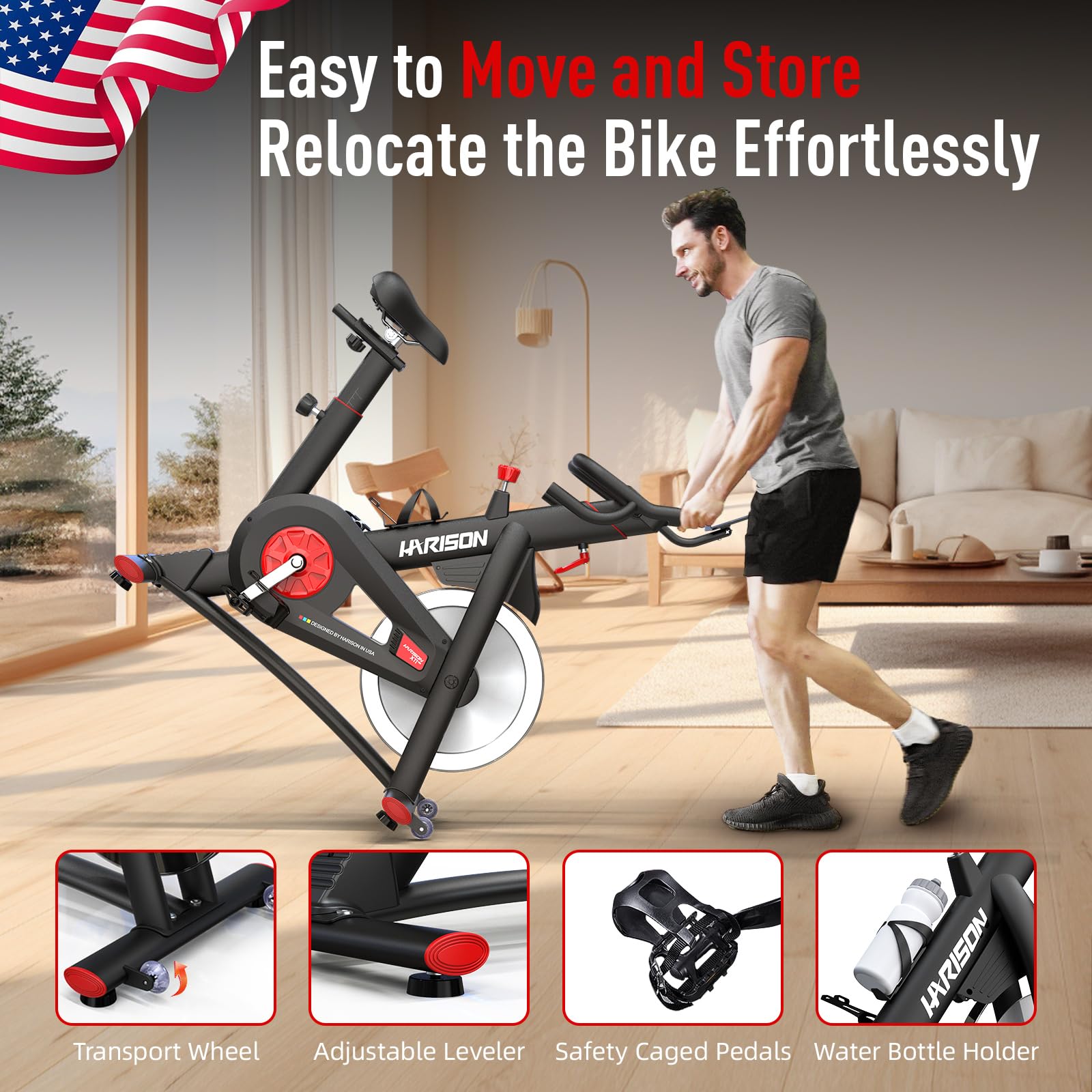 HARISON Exercise Bike for Home Bluetooth Magnetic Stationary Bike ...