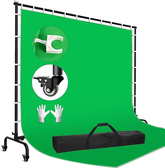 Amazon.com : GLOSHOOTING 9.5x9.5ft Large Green Screen Backdrop Kit ...