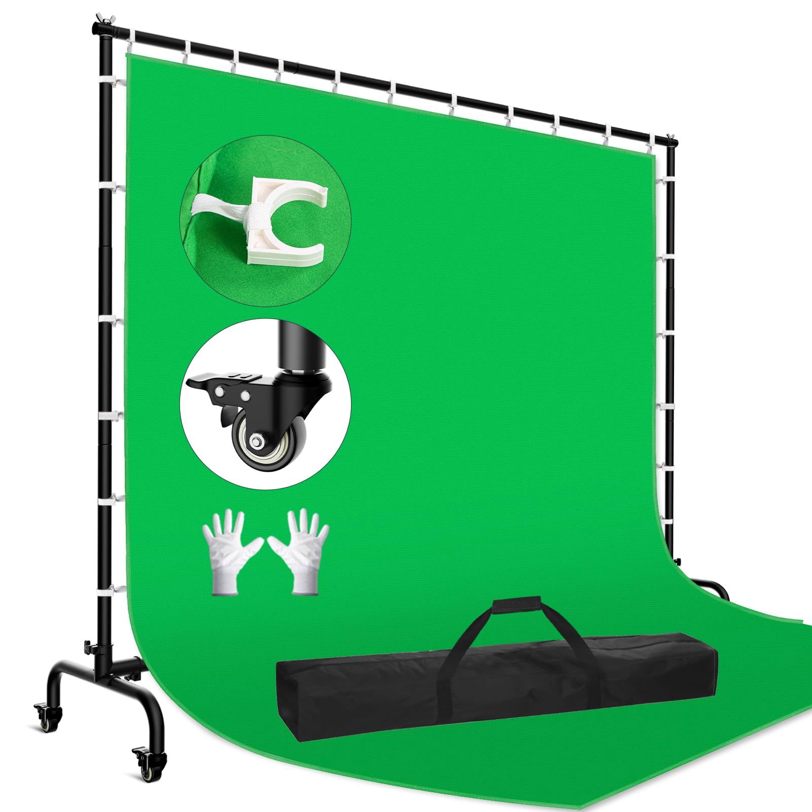 Amazon.com : GLOSHOOTING 9.5x9.5ft Large Green Screen Backdrop Kit ...