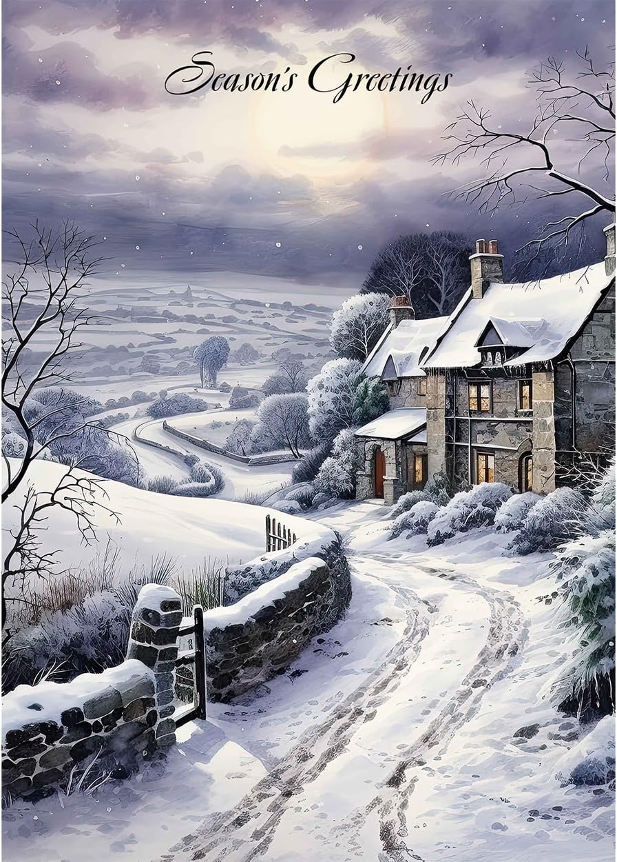 Snow Lane Christmas Card - Large A5 : Amazon.co.uk: Stationery & Office ...