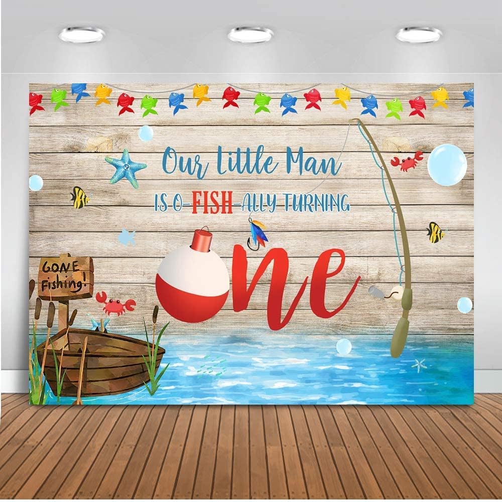 Amazon.com : Mocsicka Gone Fishing Birthday Party Backdrop O-Fish-Ally ...