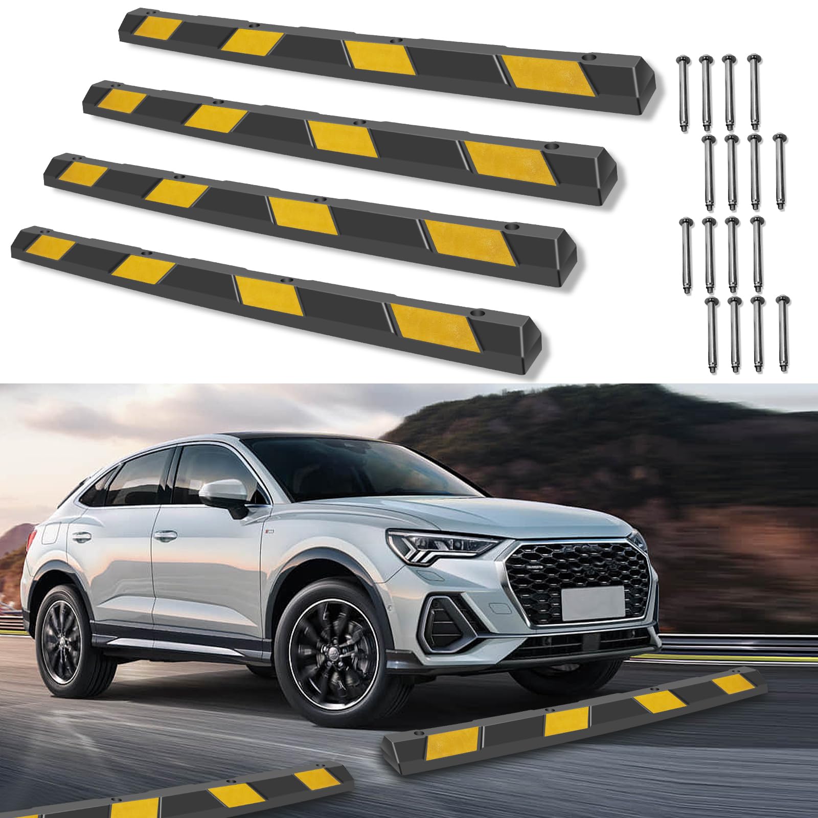 Amazon.com: HAQQI 𝙃𝙚𝙖𝙫𝙮 𝘿𝙪𝙩𝙮 Rubber Parking Curb 72” for Garage, Car ...