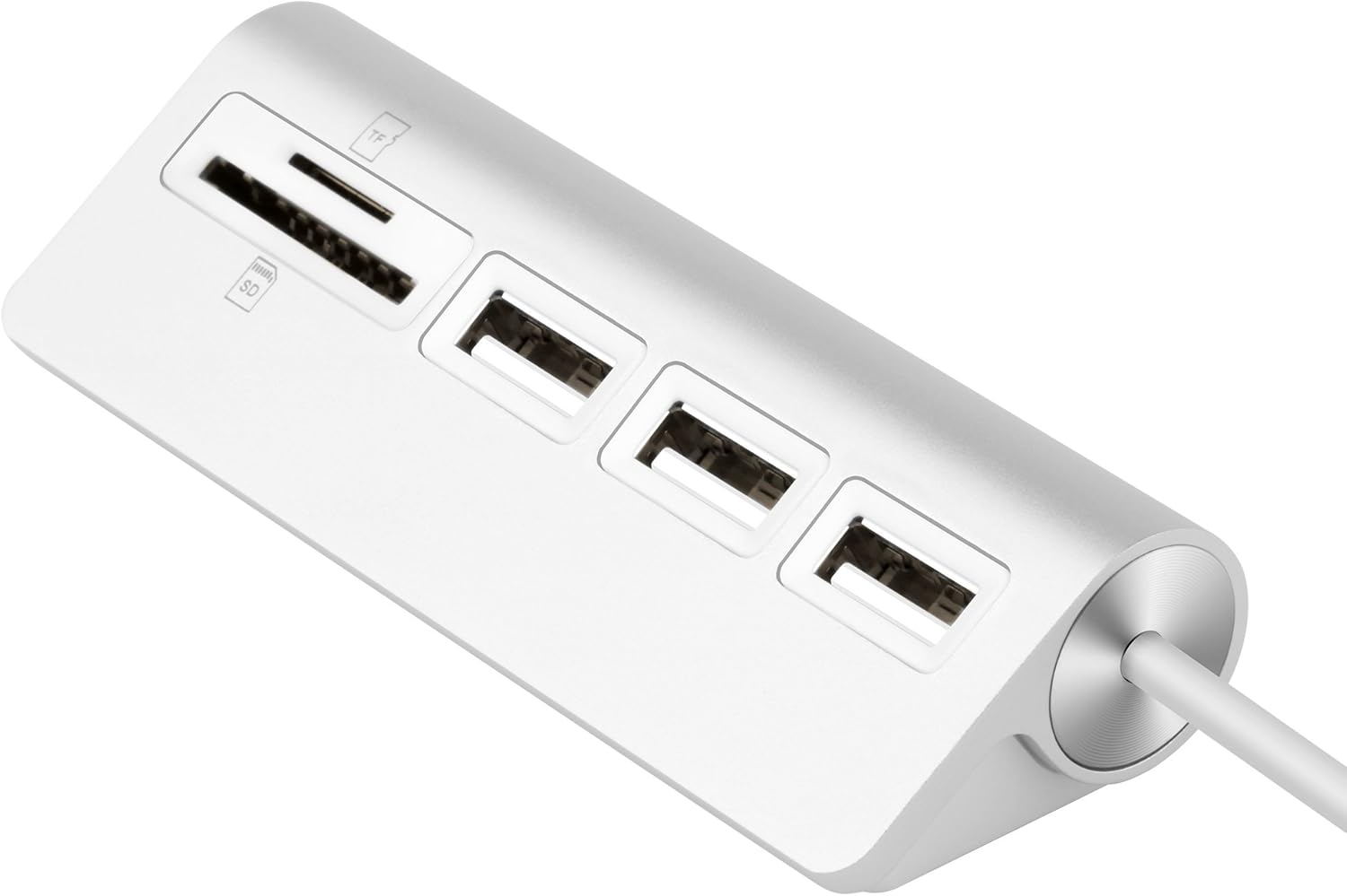 Alcey Bus-Powered USB 2.0 3-Port Aluminum Hub with 2-Slot Card Reader ...