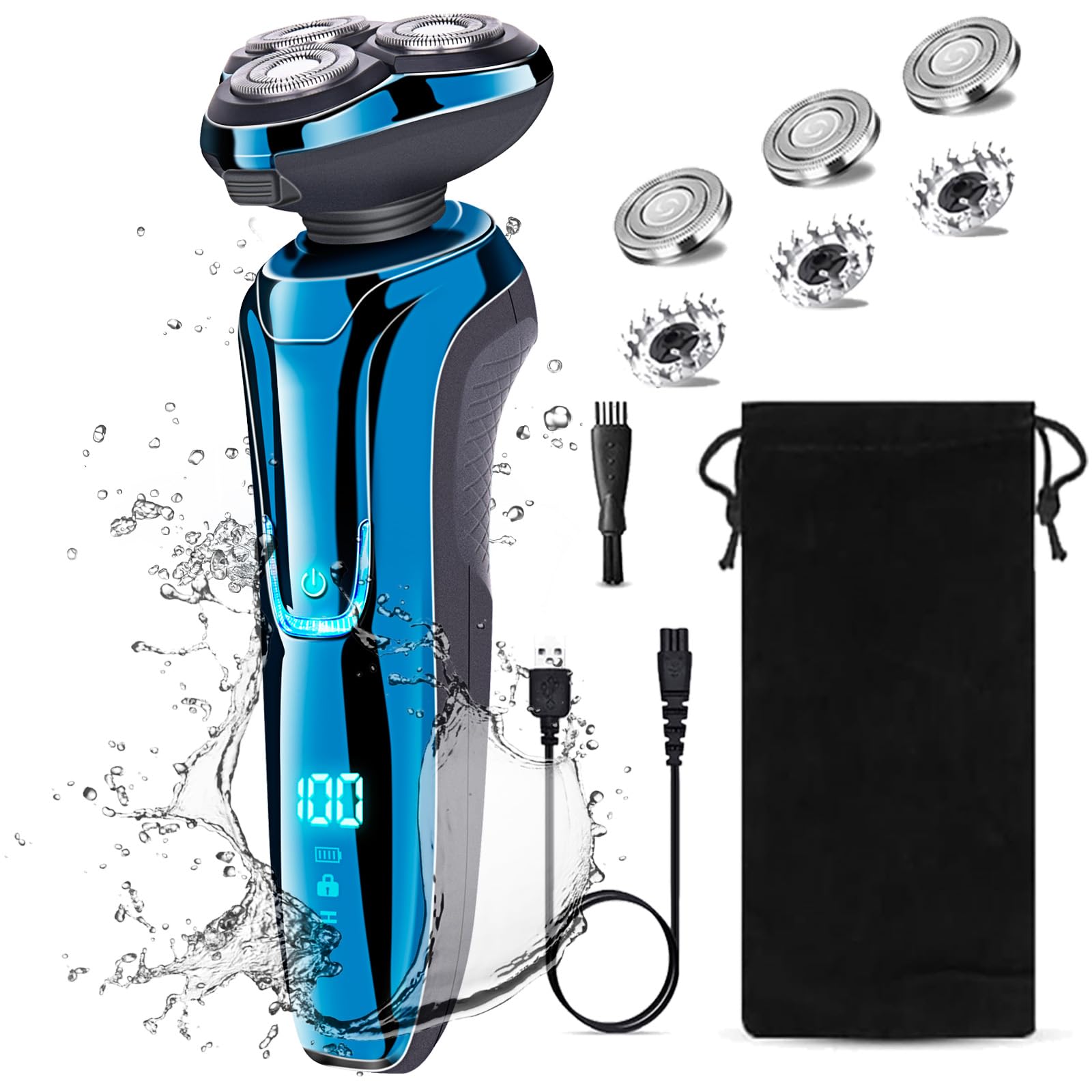 Rotary Shaver for Men, Electric Razor Dry Wet Waterproof Rotary Men's ...