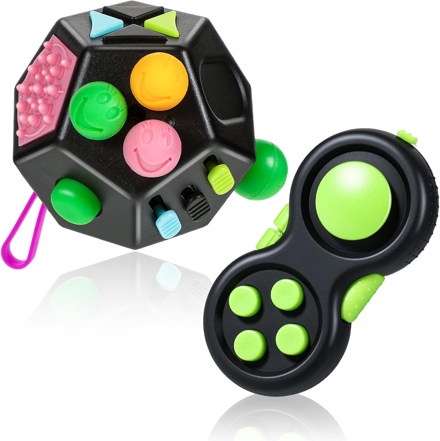 Buy 2 Pieces Fidget Pad and Fidget Cube Set, 12-Side Fidget Toy Cube ...