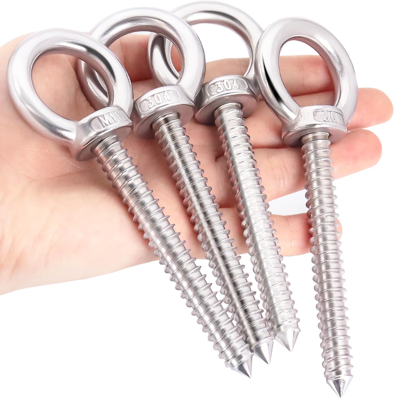 OHIYO Heavy Duty Eye Hooks 4Pack 12cm M10 Self Tapping Eyelet Screw ...