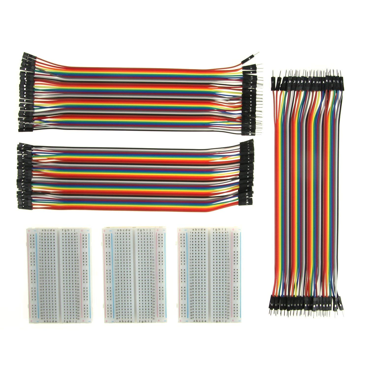 REES52® Breadboard Solderless with Jumper Cables 3Pc 400 Pin Prototype ...