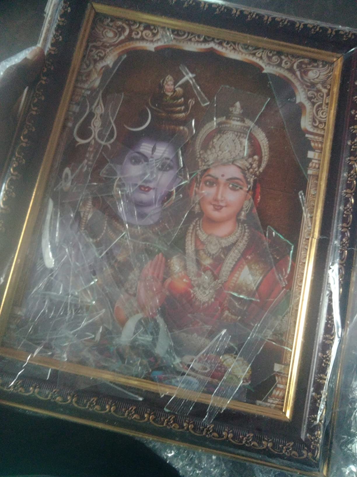 Puja N Pujari Lord Shiva Parvati Gold Photo Frame for Wall Hangings and ...
