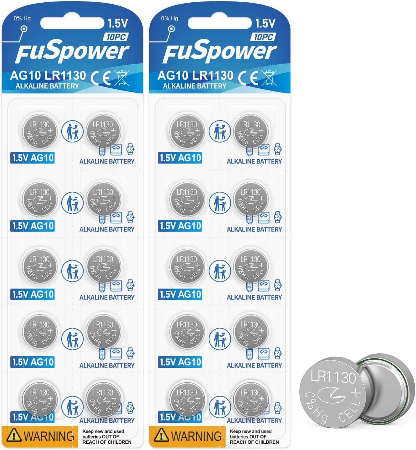 Amazon.com: LiCB 20 Pack LR1130 AG10 Battery 1.5V Long-Lasting Alkaline ...