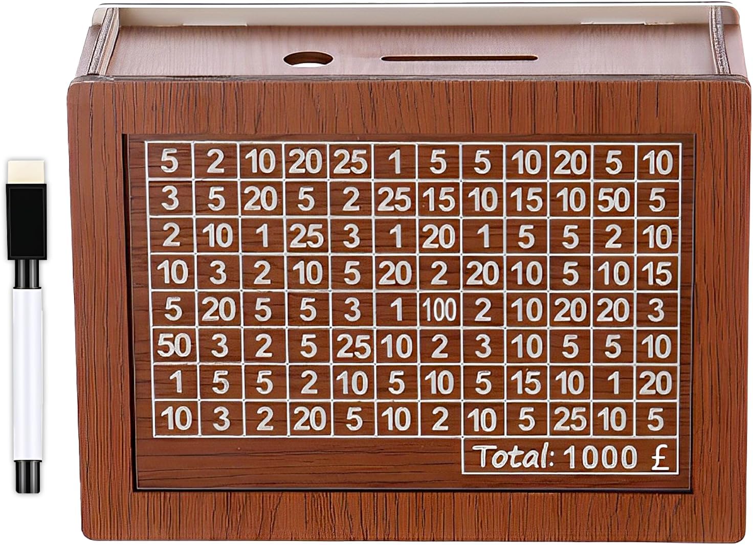 Wooden Money Box with Counter, AENEY Reusable Wooden Money Tin, Retro ...