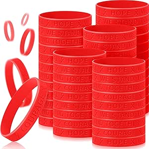 Amazon.com: Kigeli Red Ribbon Awareness Silicone Wristbands for Men ...