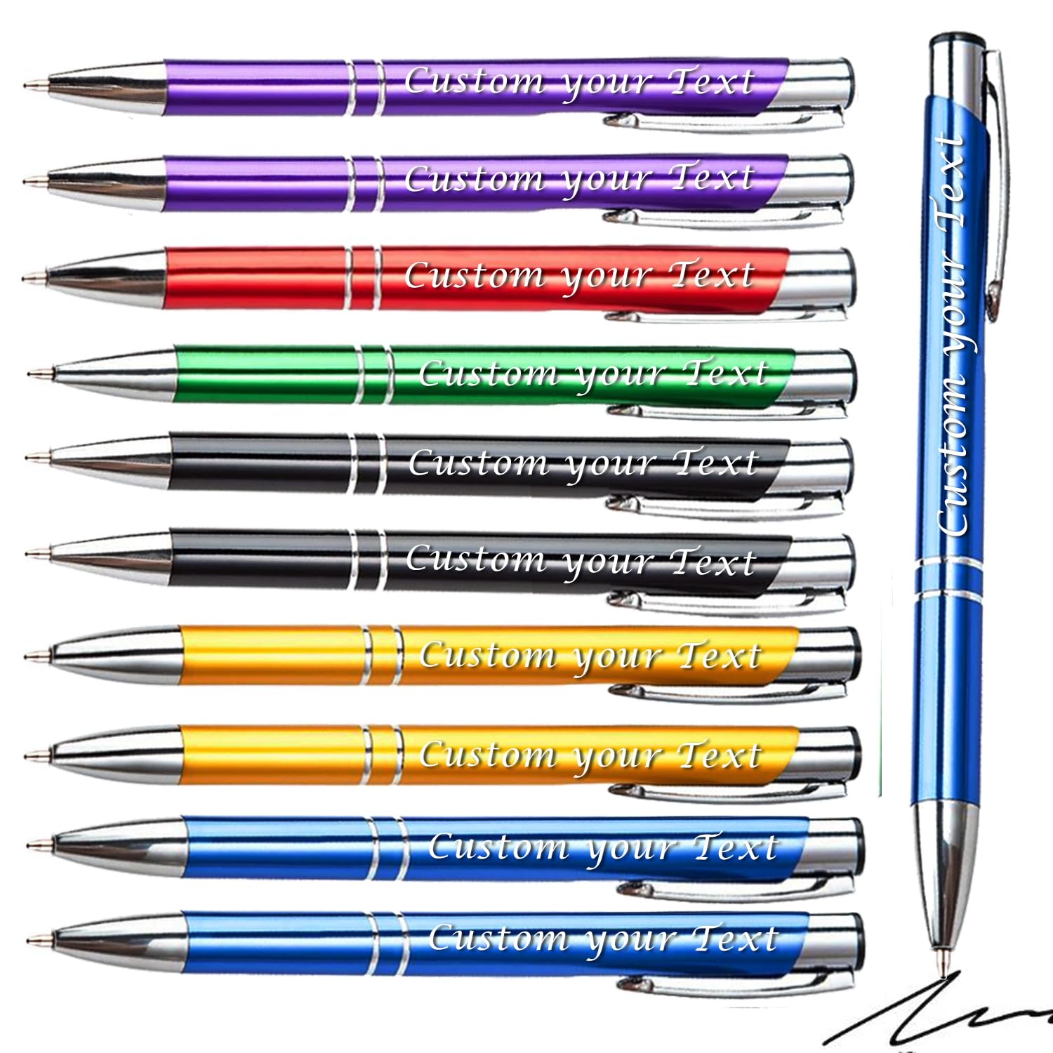Amazon.com : AOK 50PACK Personalized Pens Custom Black writing - Metal ...