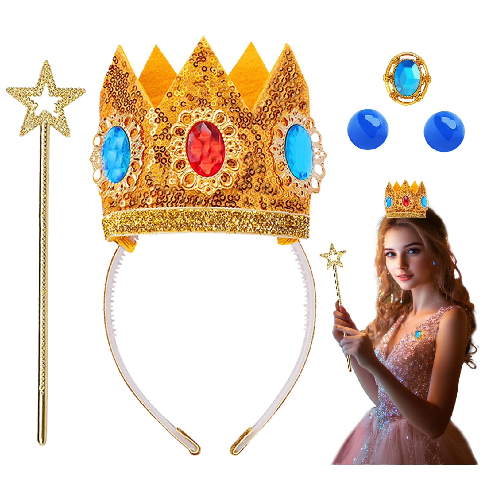 Amazon.com: H-Style 4PCS Princess Crown Accessories Kit,Princess Dress ...