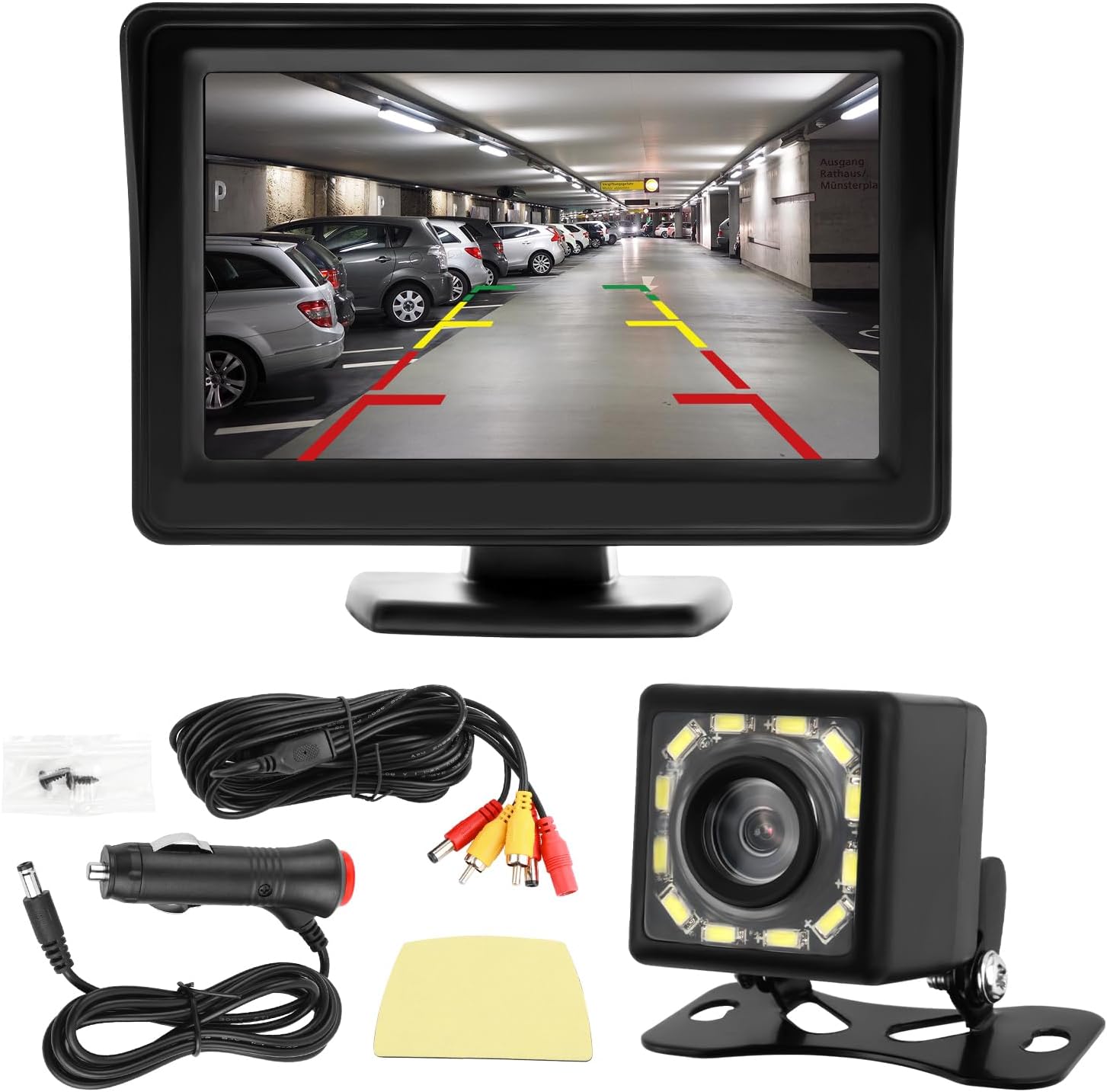 Amazon.com: 12 LED Back up Camera for Cars with 4.6 * 3.5" Monitor,12V ...