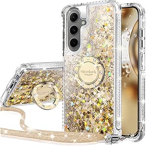 Silverback for Samsung Galaxy S24 FE Case with Ring, Women Girls Bling Holographic Sparkle ...
