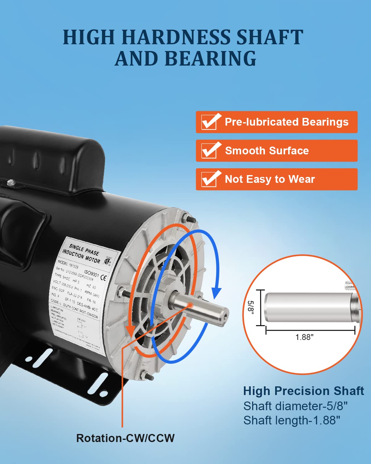 Snapklik.com : 5HP Electric Motor 3450 RPM, Air Compressor Single Phase ...