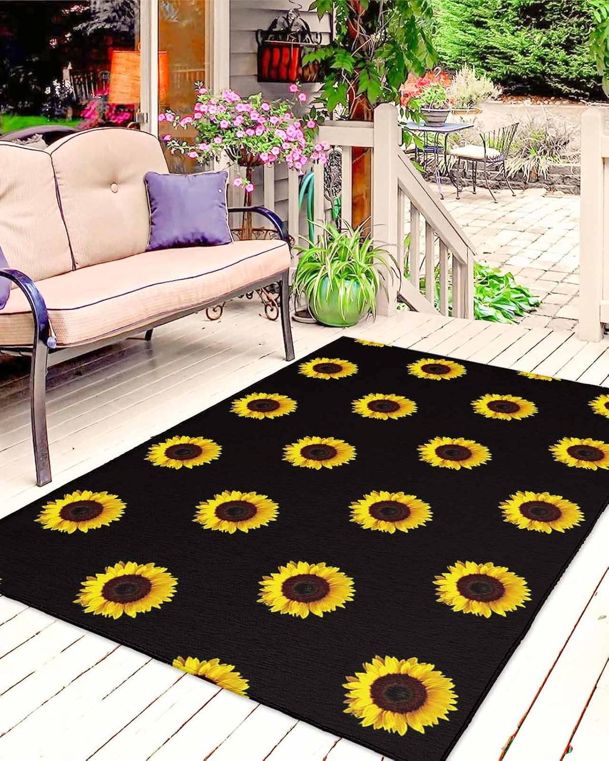 Amazon.com: Outdoor Patio Rugs Farm Fresh Sunflower Outdoor Area Rug ...