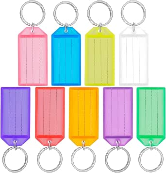 H HOME-MART 27pcs Plastic Key Tags,Bulk Key Labels with Ring and Label ...