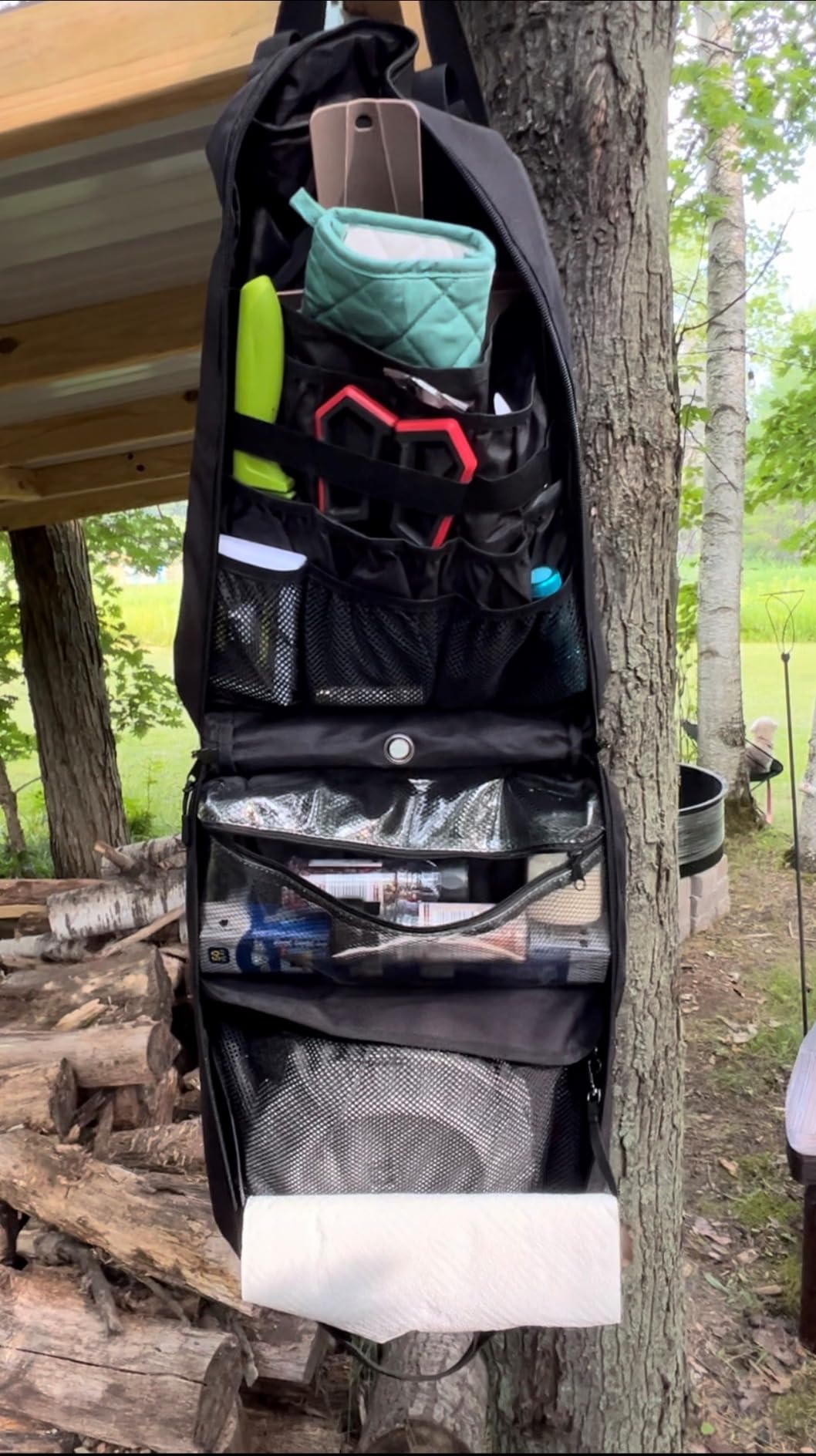 Amazon.com : HODRANT Hanging Camp Utensil Organizer with Towel Paper ...