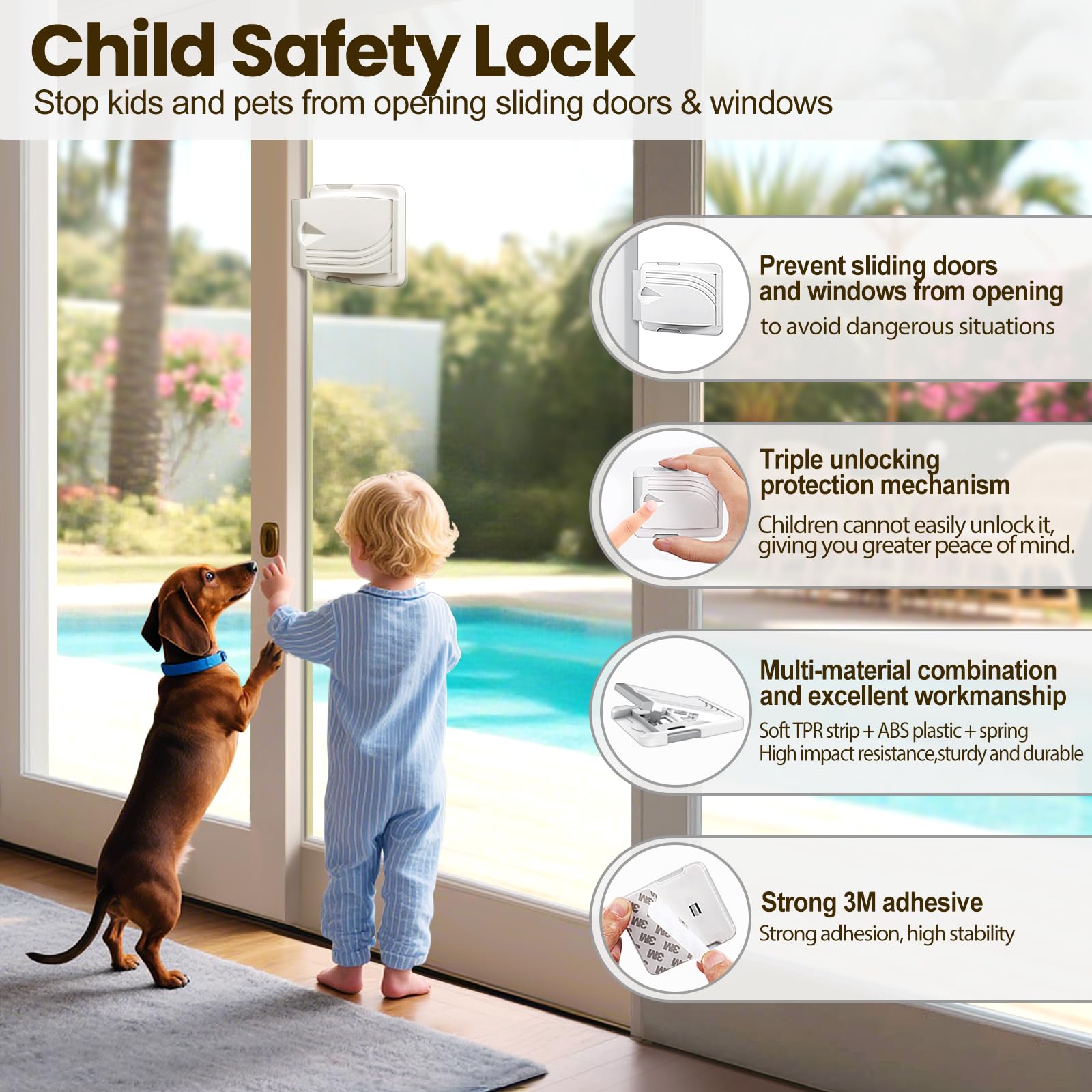 Snapklik.com : STERGDE Sliding Door Lock 4 Pack, Child Safety Lock For ...