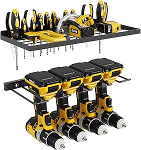 Amazon.com: junyuan 2 Tiers Drill Holder Wall Mount,Power Tool ...