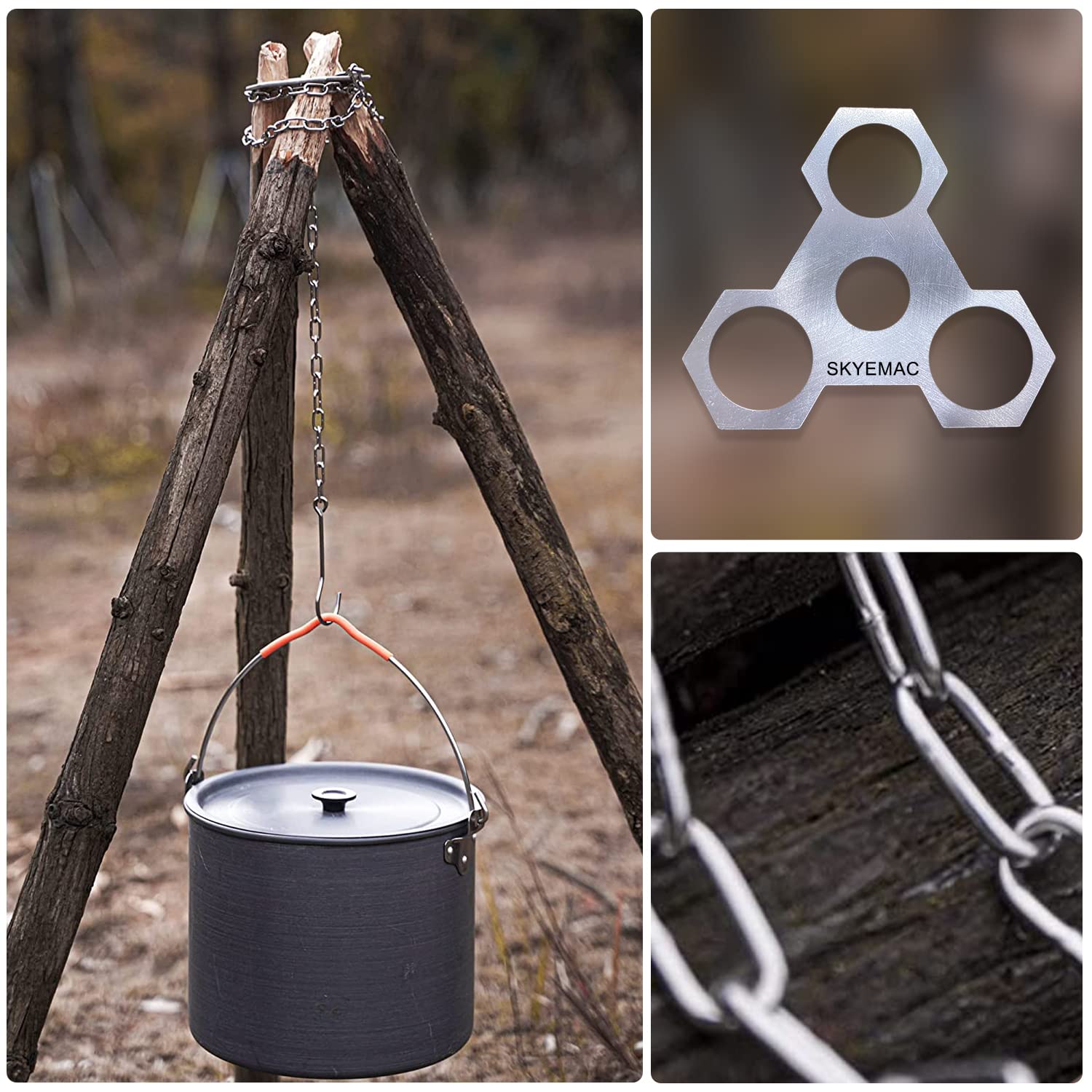 Snapklik.com : SKYEMAC Camping Tripod Board For Outdoor Cooking - Turn ...