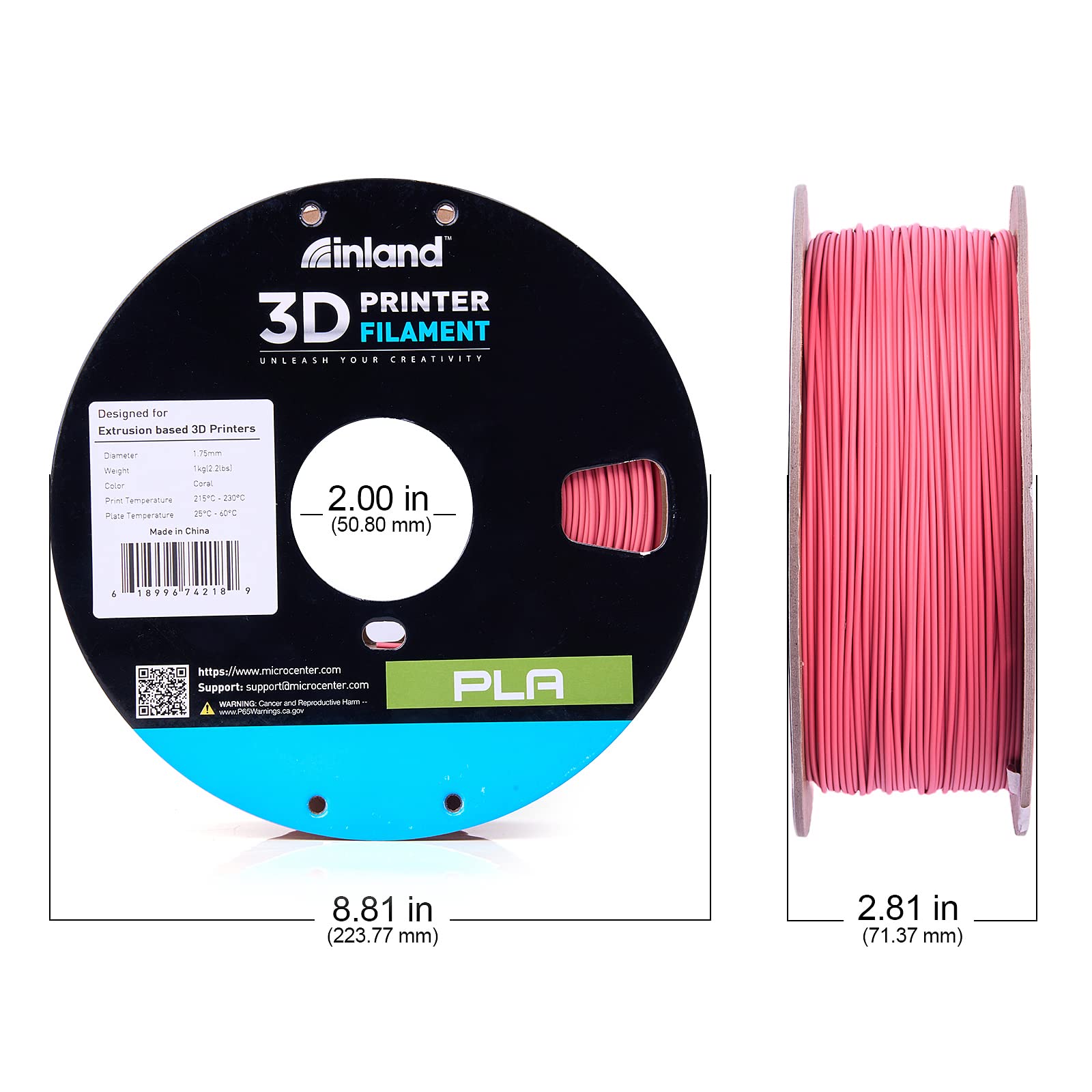 Snapklik.com : INLAND PLA Filament 1.75mm - Coral Pink PLA 3D Printer ...