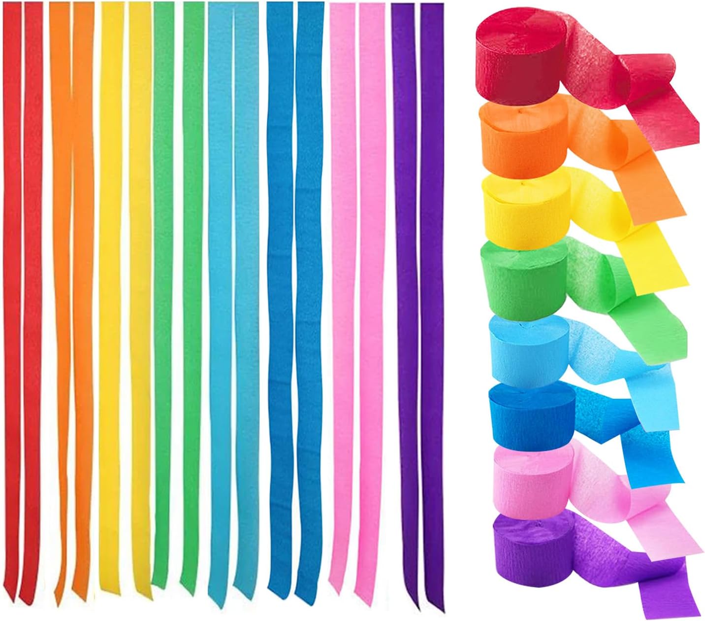 8 Rolls of Crepe Paper Colourful Crepe Ribbons Rainbow Multicoloured ...