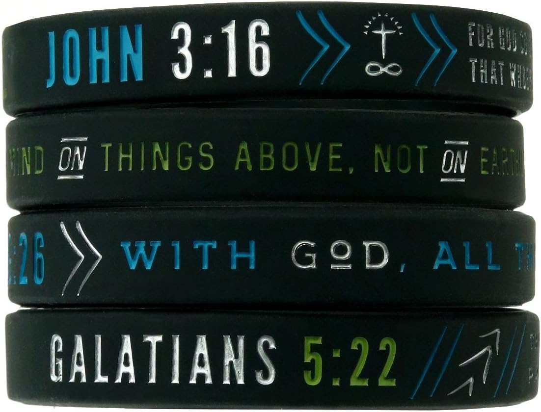 Amazon.com: Inkstone Christian Silicone Wristbands w/Scriptures (Set of ...