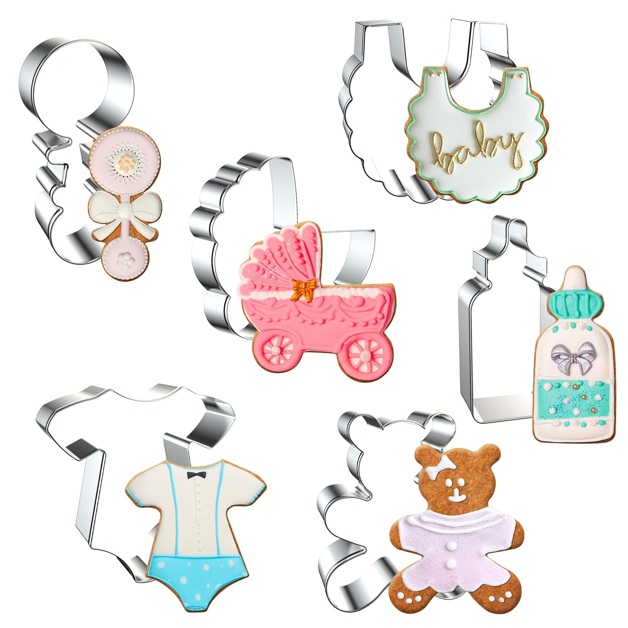 Amazon.com: FUSOTO 6PCS Baby Shower Cookie Cutters Set, Cookie Cutter ...