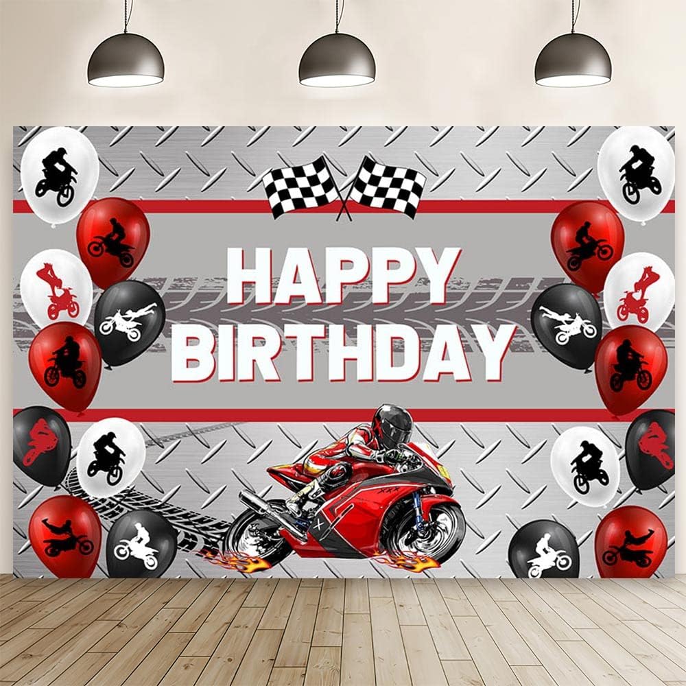 Amazon.com : Avezano Dirt Bike Birthday Backdrop for Boy Motocross ...