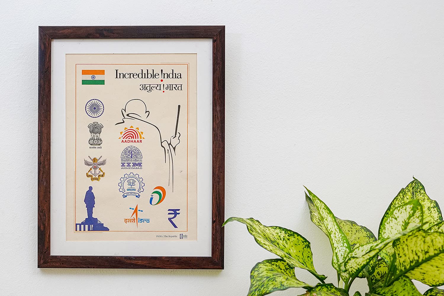 Symbols Of Modern India Wall Frame A3 Colour Printed On | Desertcart ...