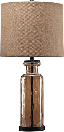 Signature Design by Ashley - Laurentia Glass Table Lamp with Drum Shade ...