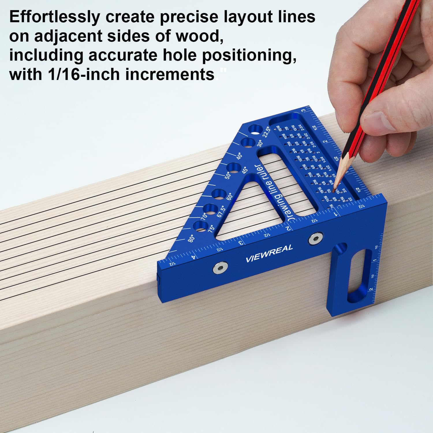 3D Multi-Angle Aluminum Alloy Woodworking Square Ruler, 22.5-90 Degree ...