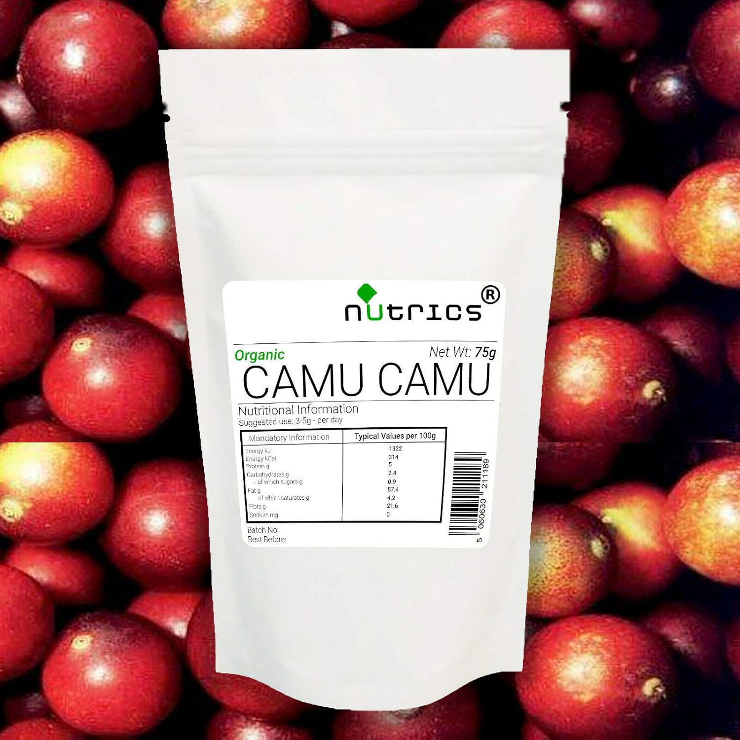 Nutrics® 100 % reines Bio-Camu-Pulver, 1500 g/1,5 kg, peruanisches ...