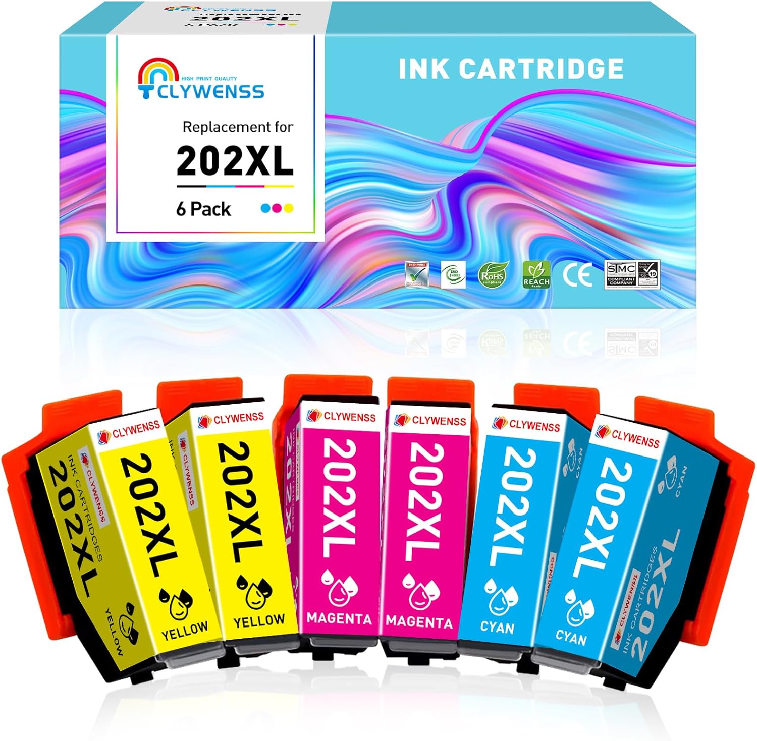 Clywenss 202XL Ink Cartridges Replacement for Epson 202 202XL Colour ...