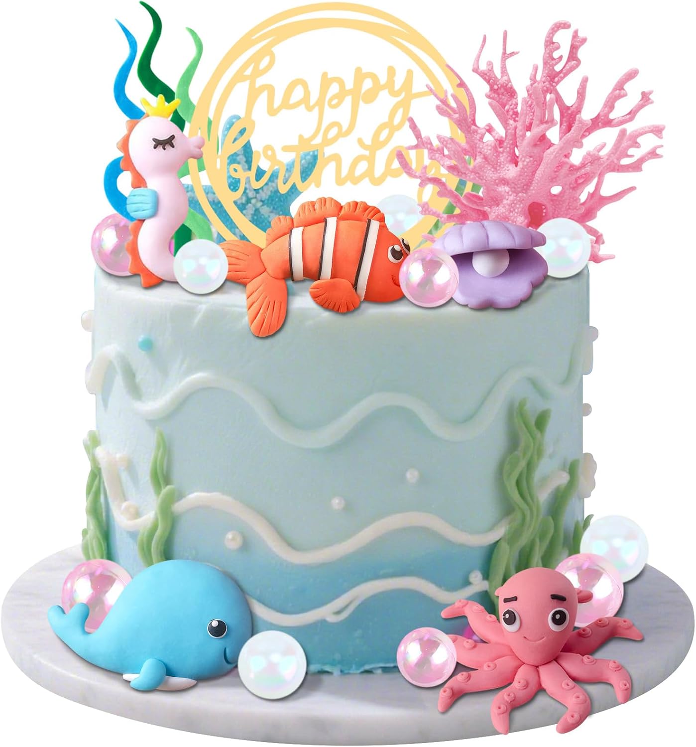 Amazon.com: Ocean Cake Decoration Under the Sea Ocean Animals Birthday ...