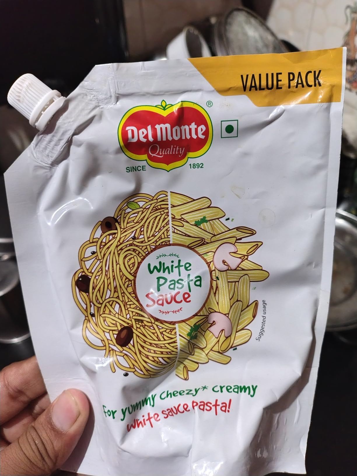 Del Monte White Pasta Sauce Spout Pack, 400 Grams | Restaurant Style ...