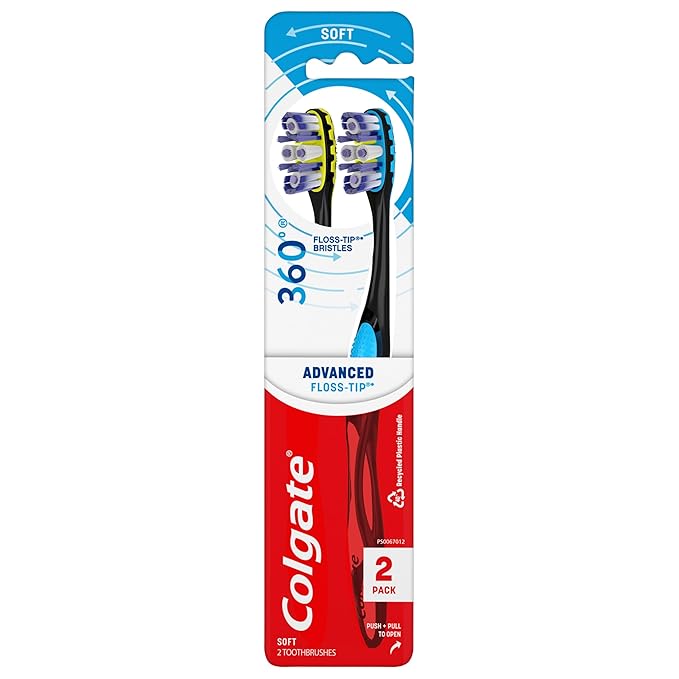 Amazon.com : Colgate 360 Advanced Floss Tip Soft Bristle Toothbrush ...