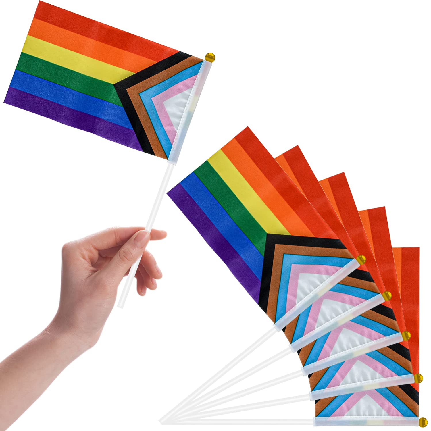 50Pcs Rainbow Pride Flags, Small Mini Hand Held LGBT Lesbian Flags On ...