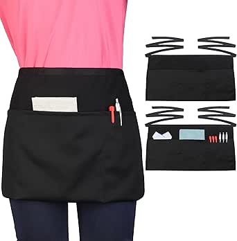 Amazon.com: Wsaeig Server Waitress Waist Apron - Half Apron with 3 ...