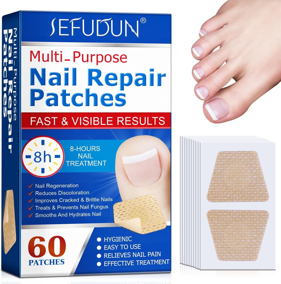 Amazon.com : Muti-Purpose Nail Repair Patches, 60 pcs Overnight Nail ...
