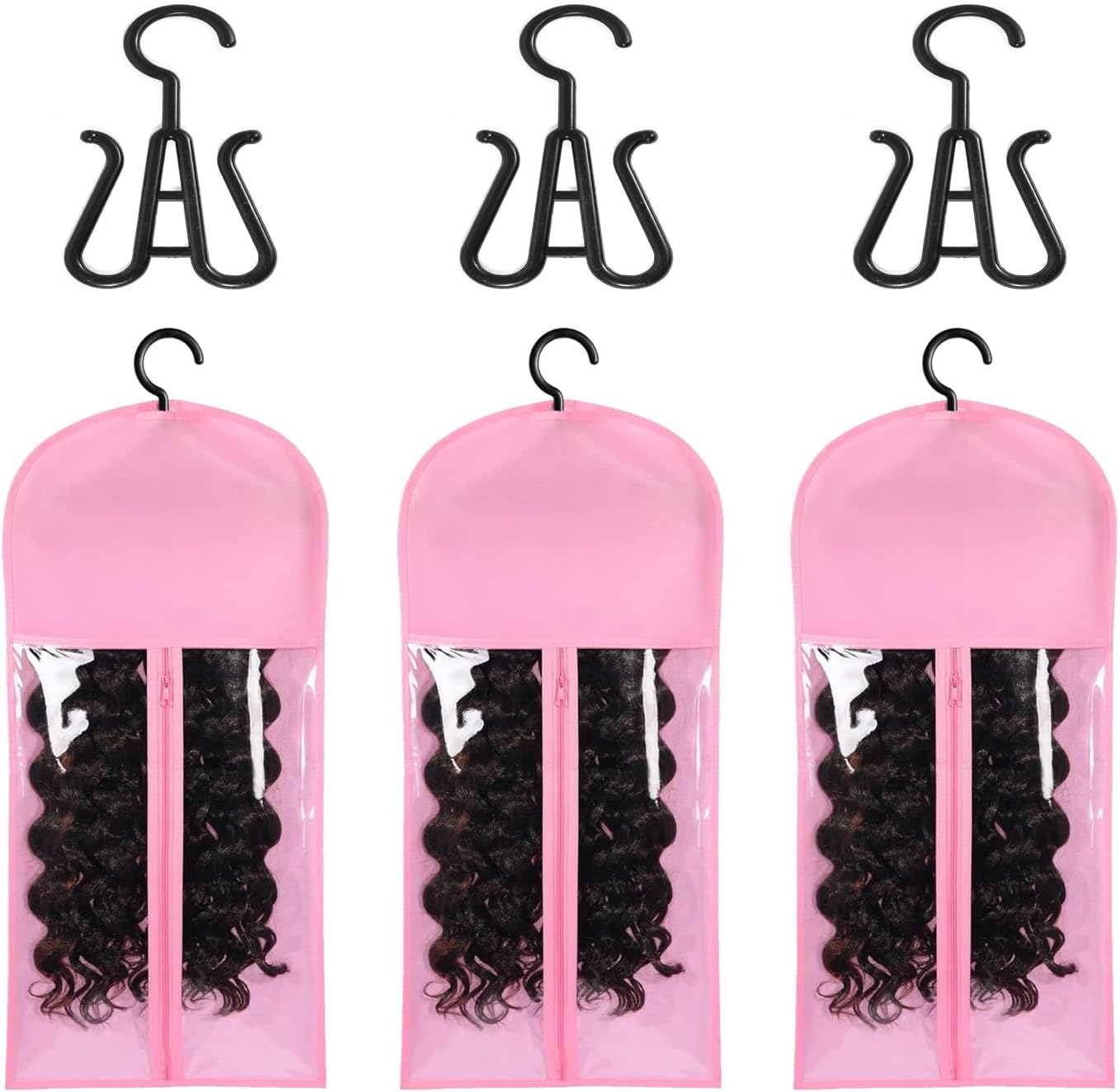 Amazon.com : 6PCS Wig Storage Bags with Hanger, 23.6" x 11.8"Wig ...