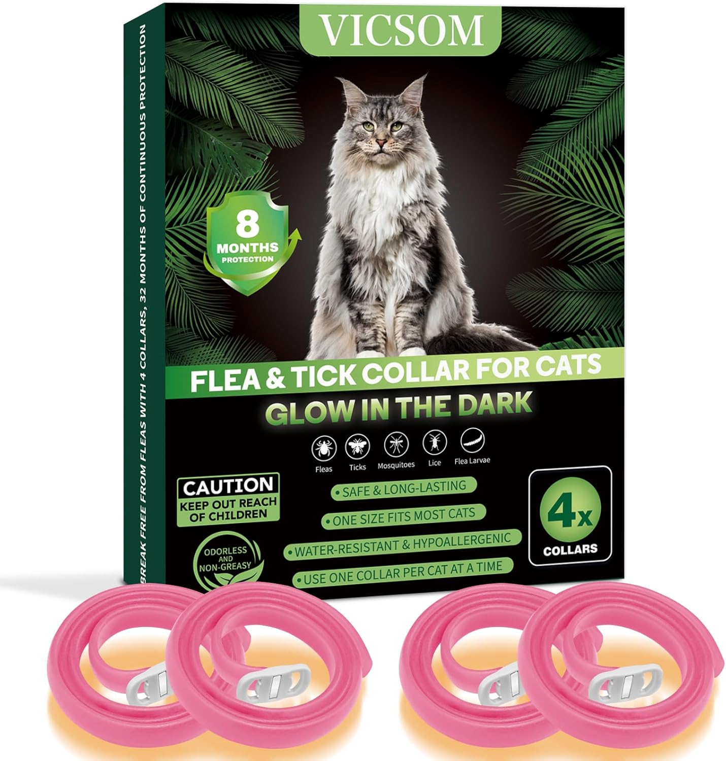 Pet Supplies : 4 Pack Flea Collar for Cats, Cat Flea and Tick Collar ...