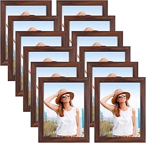 EXYGLO Brown 8x6 Photo Frame Set of 12, Multiple 8x6 Picture Frames ...