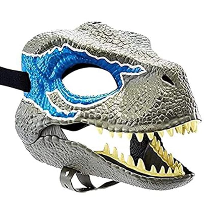 Buy Dino Mask Moving Jaw, Realistic Tyrannosaurus Rex Raptor Mask, Blue ...