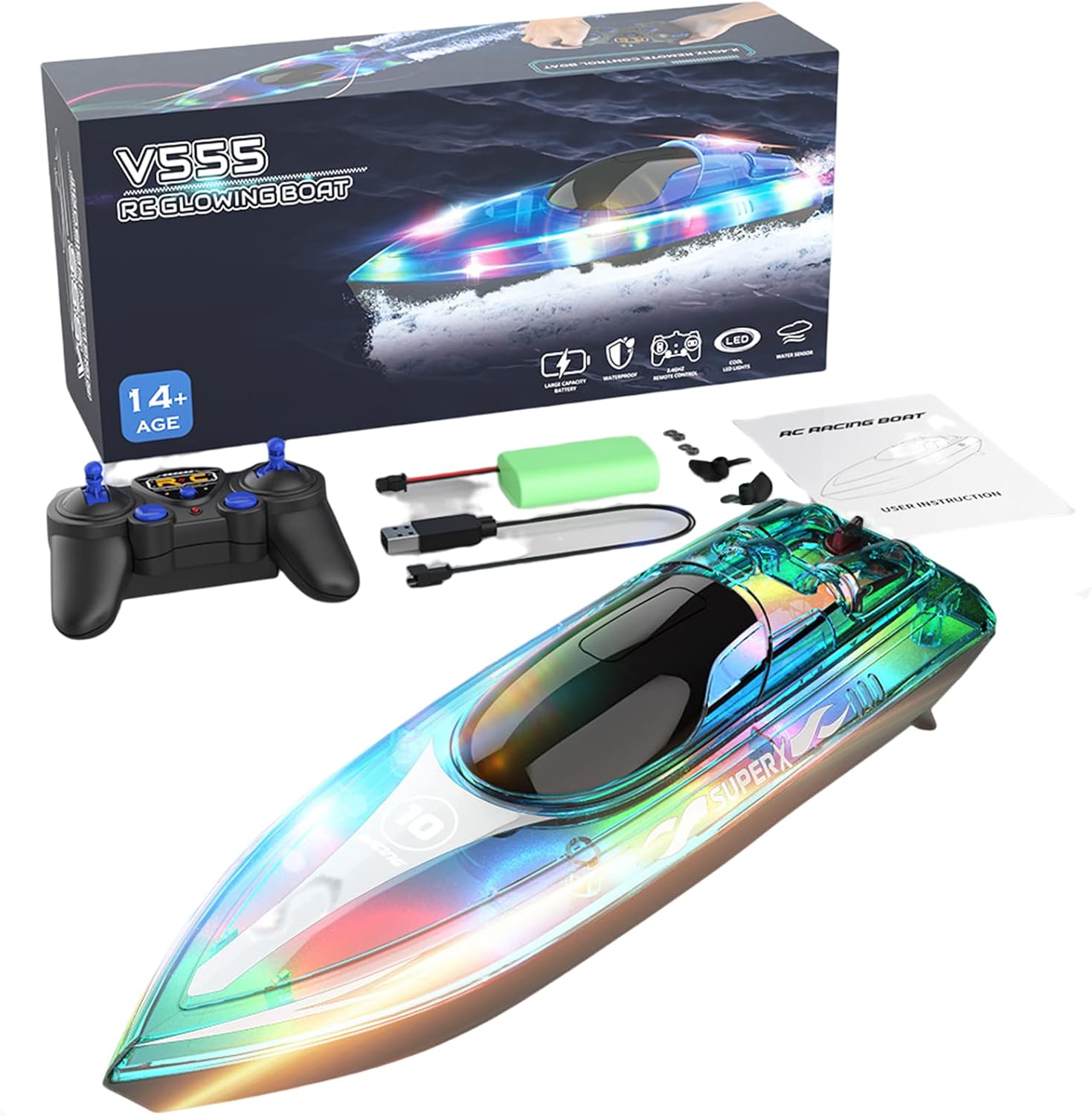 Amazon.com: Apollomuse Remote Control Boat for Pools and Lakes, 15 km/h ...