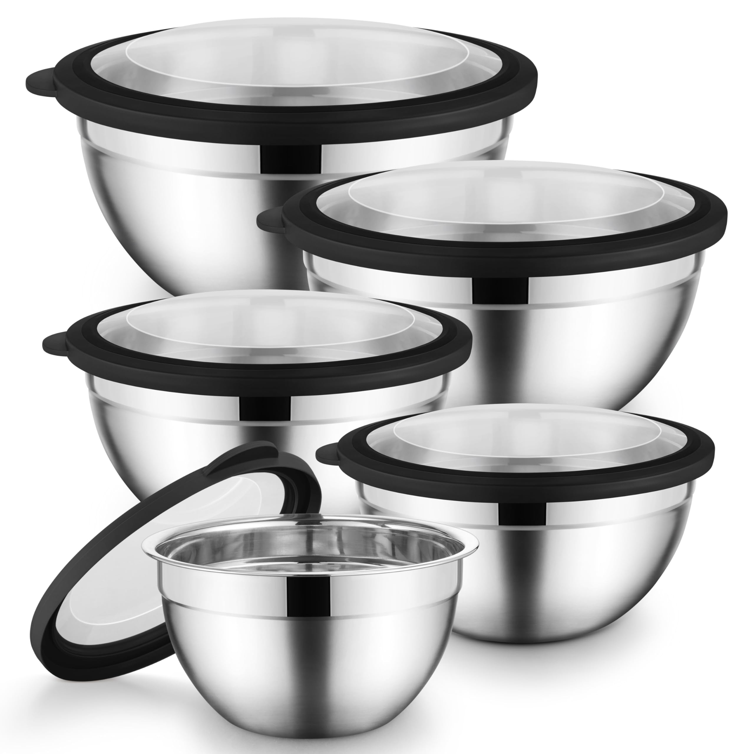 Amazon.com: Onader Stainless Steel Mixing Bowls with Black Lids Metal ...
