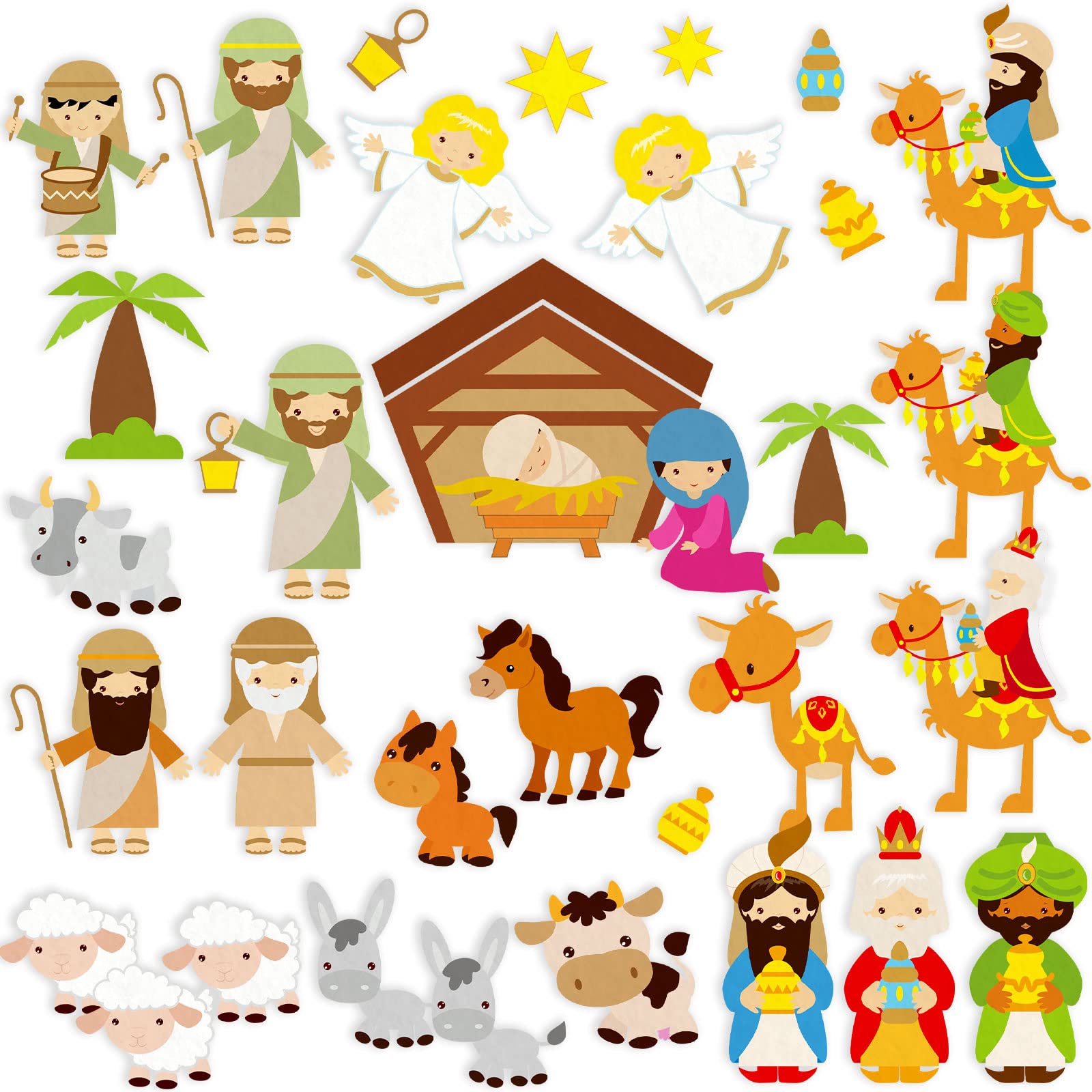 Snapklik.com : 33 Pcs Birth Of Jesus Felt Figures Nativity Felt Stories ...